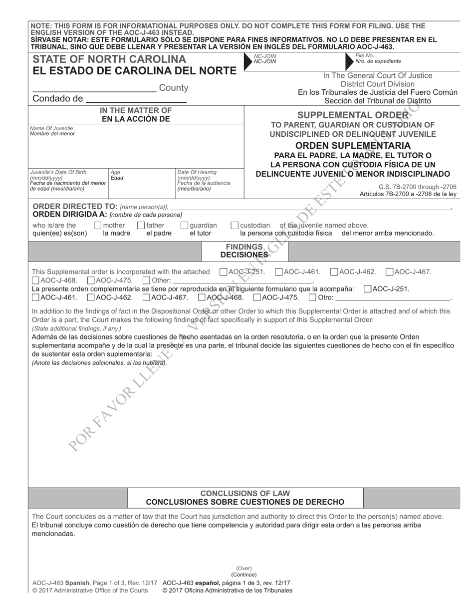Form AOC-J-463 - Fill Out, Sign Online and Download Printable PDF ...