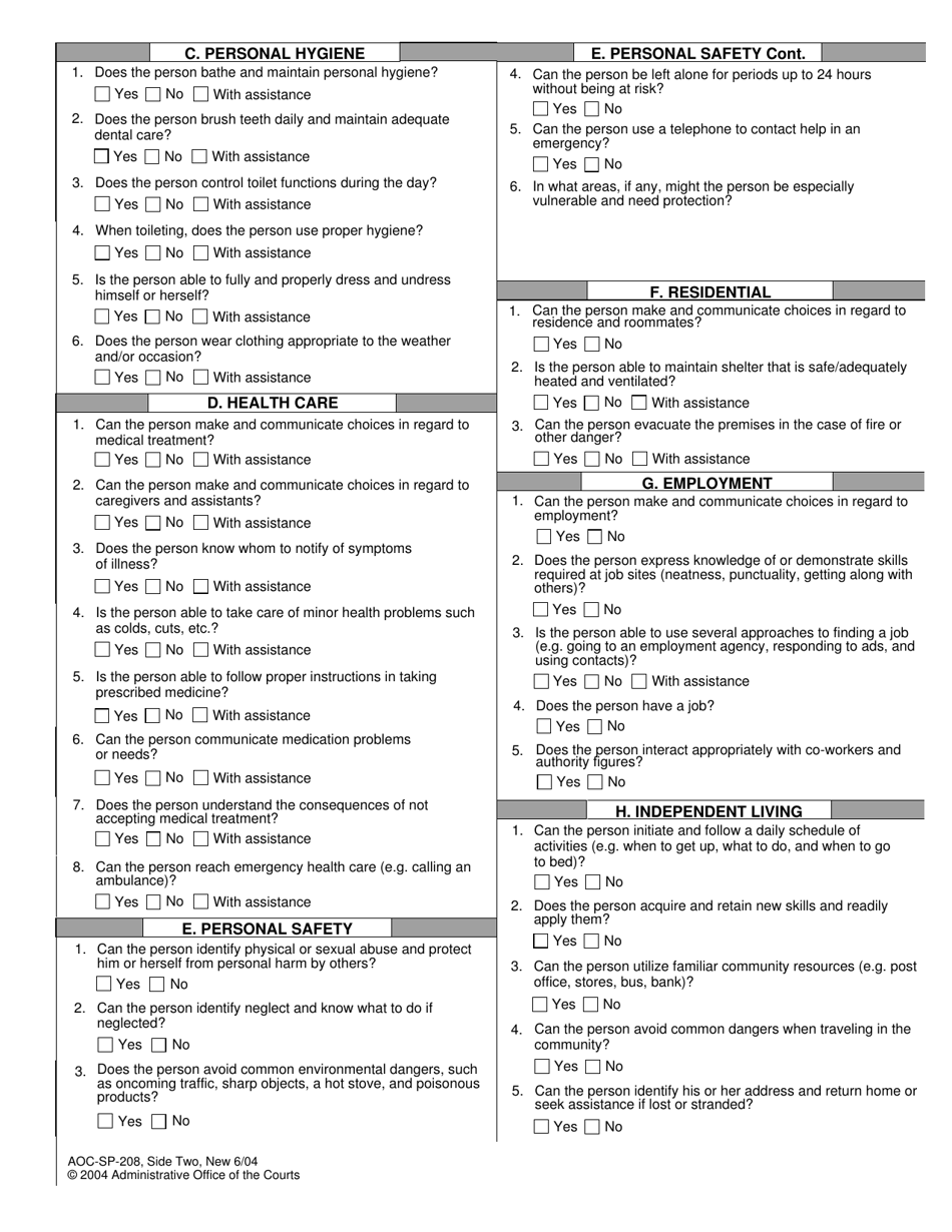 Form AOC-SP-208 - Fill Out, Sign Online and Download Fillable PDF ... Form AOC-SP-208 - Fill Out, Sign Online and Download Fillable PDF ...