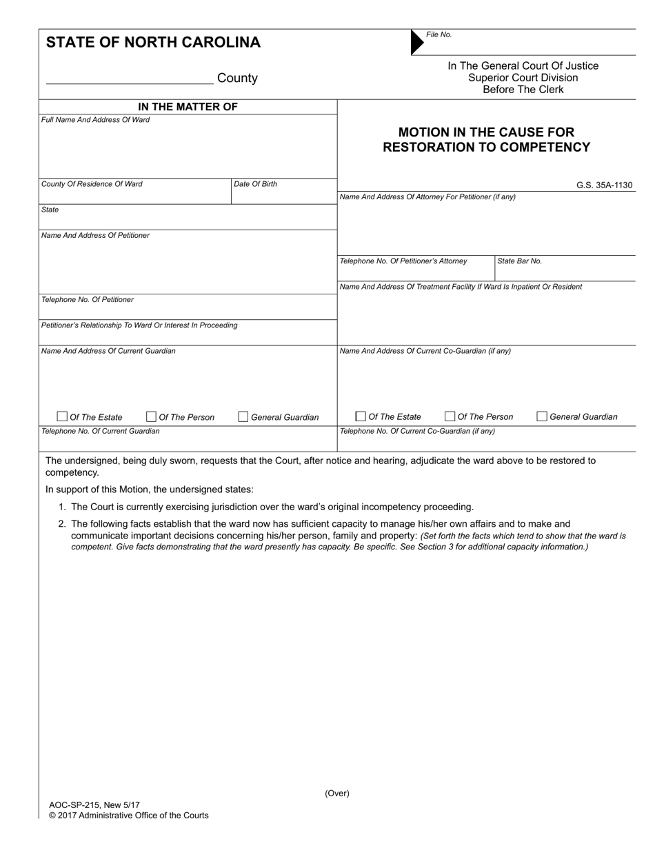 Form AOC-SP-215 - Fill Out, Sign Online and Download Fillable PDF ...