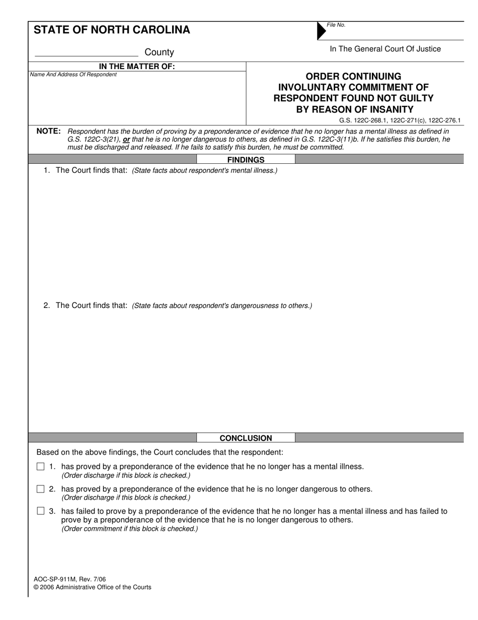 Form AOC-SP-911M - Fill Out, Sign Online and Download Fillable PDF ...