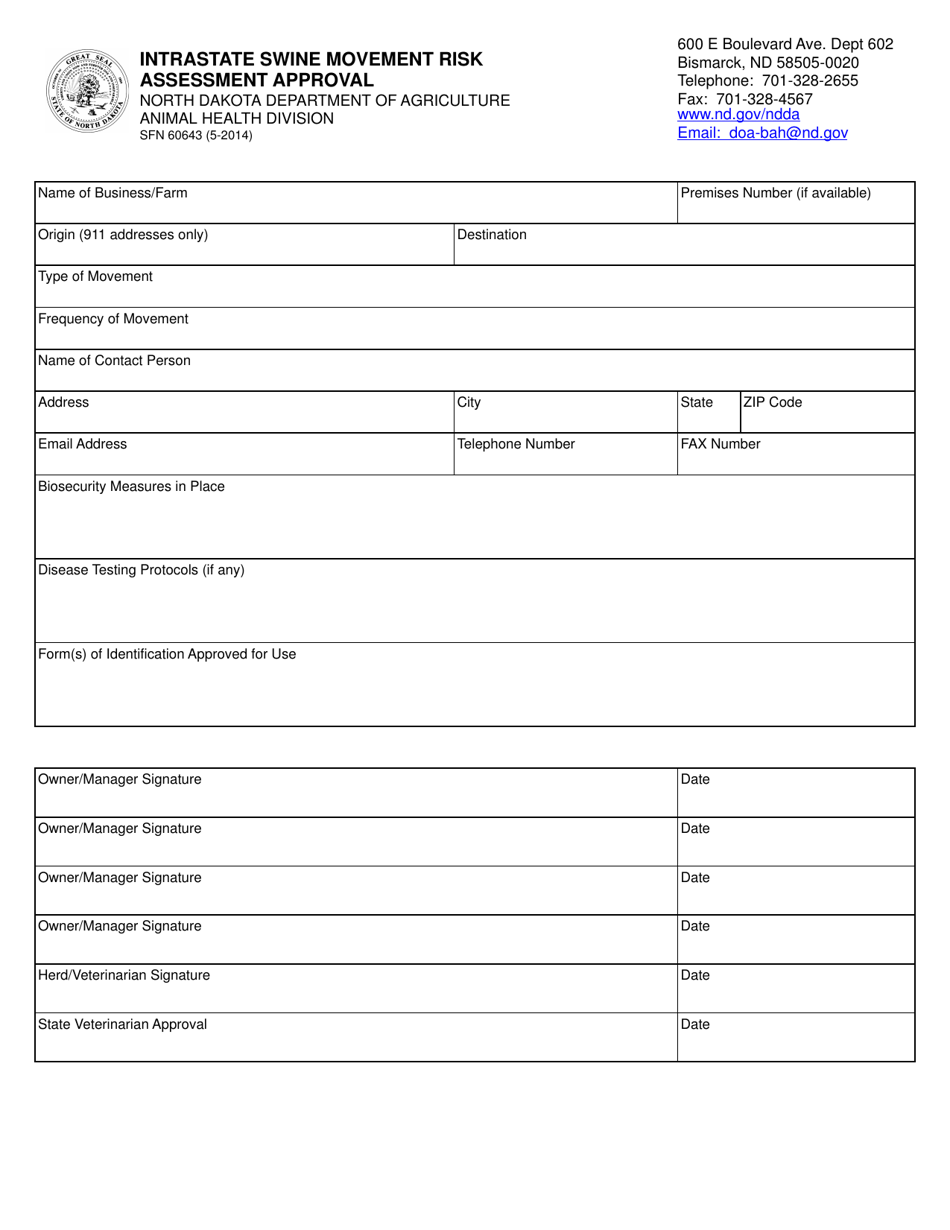 Form SFN60643 - Fill Out, Sign Online and Download Fillable PDF, North ...