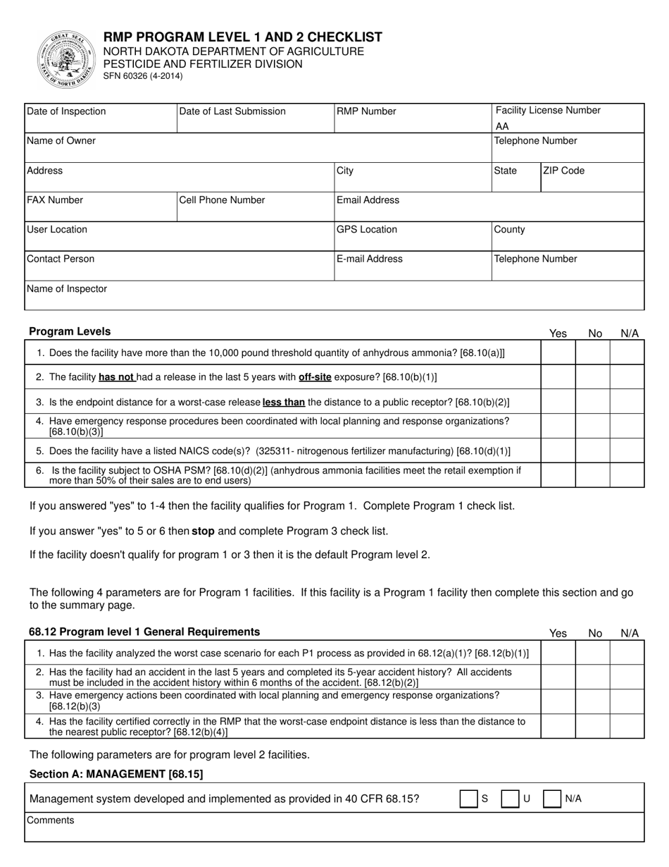 Form SFN60326 - Fill Out, Sign Online and Download Fillable PDF, North ...