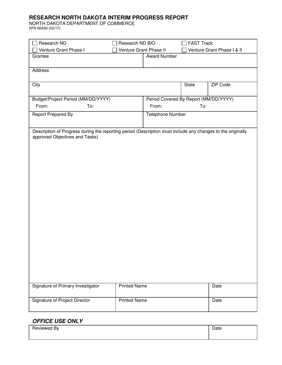 Form SFN60430 - Fill Out, Sign Online and Download Fillable PDF, North Dakota | Templateroller