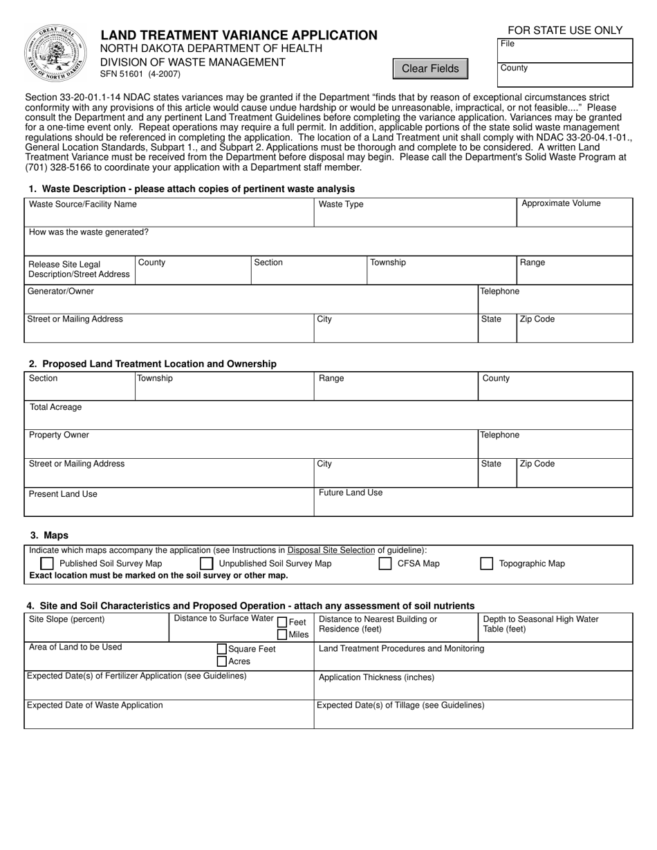Form SFN51601 - Fill Out, Sign Online and Download Fillable PDF, North ...