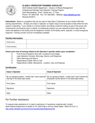 North Dakota Class C Operator Training Checklist Download Printable PDF ...
