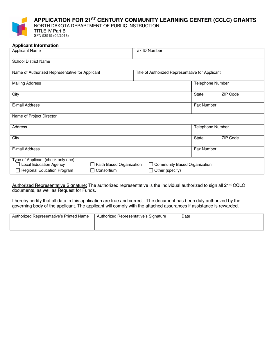 Form SFN53515 - Fill Out, Sign Online and Download Fillable PDF, North ...