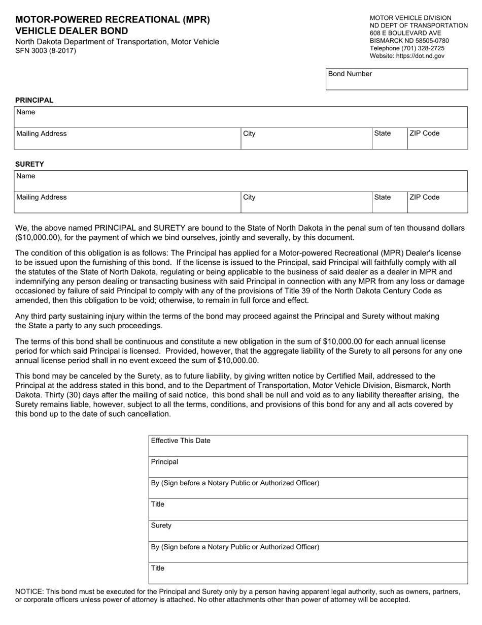 Form SFN3003 Download Fillable PDF or Fill Online Motor-Powered ...
