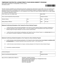 Form SFN60363 Download Fillable PDF or Fill Online Temporary Restricted ...