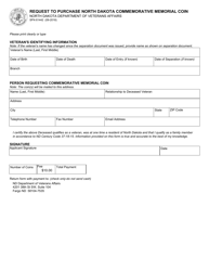 North Dakota North Dakota Commemorative Memorial Coin Engraving Form ...