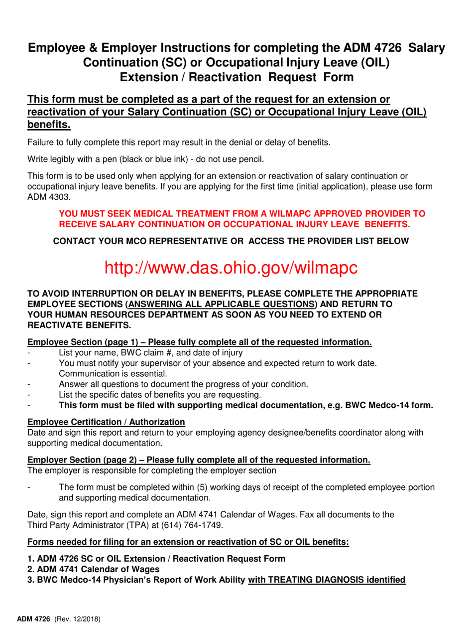 Form ADM4726 - Fill Out, Sign Online and Download Printable PDF, Ohio ...