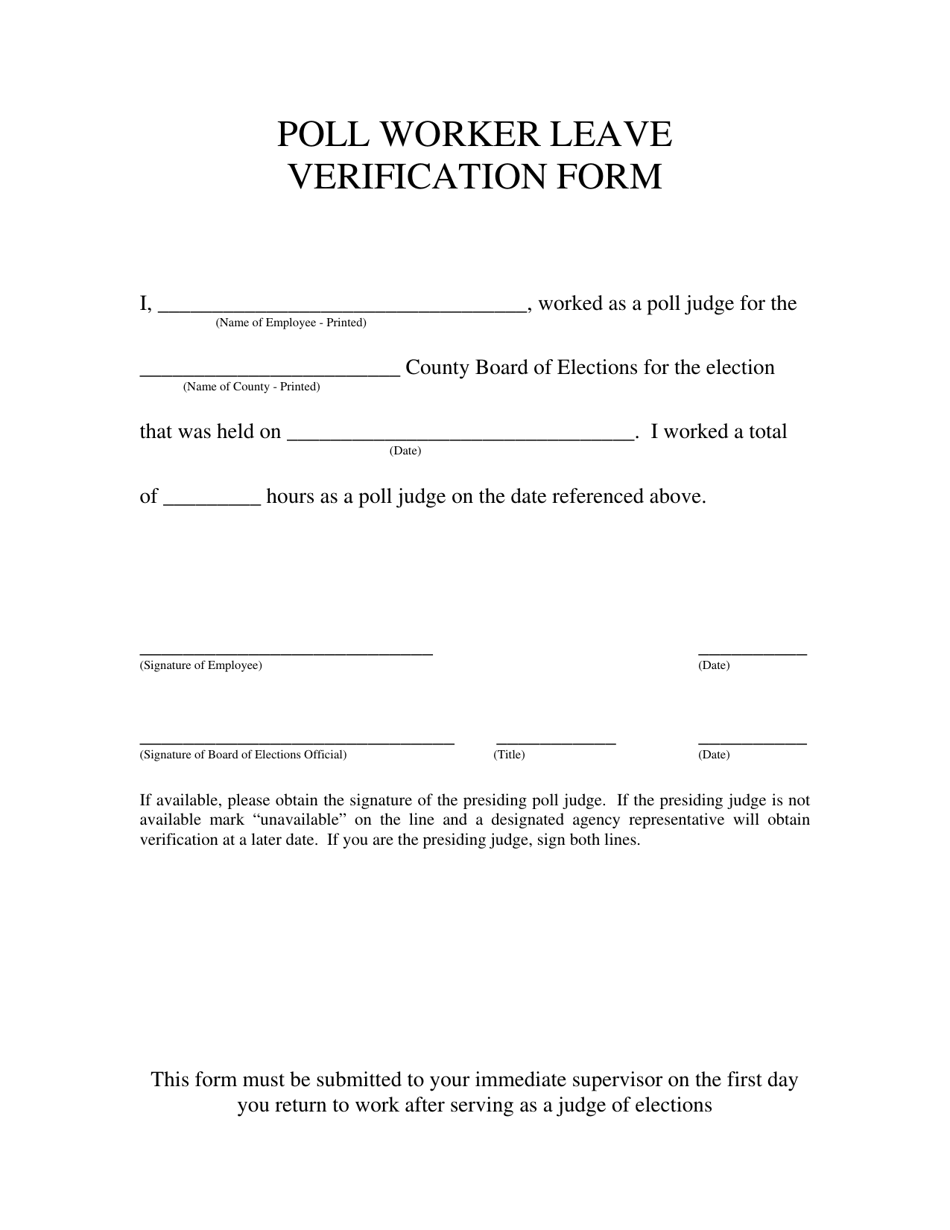 Ohio Poll Worker Leave Verification Form - Fill Out, Sign Online and ...