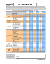 Form ODA0008 Download Fillable PDF or Fill Online Daily Vehicle ...