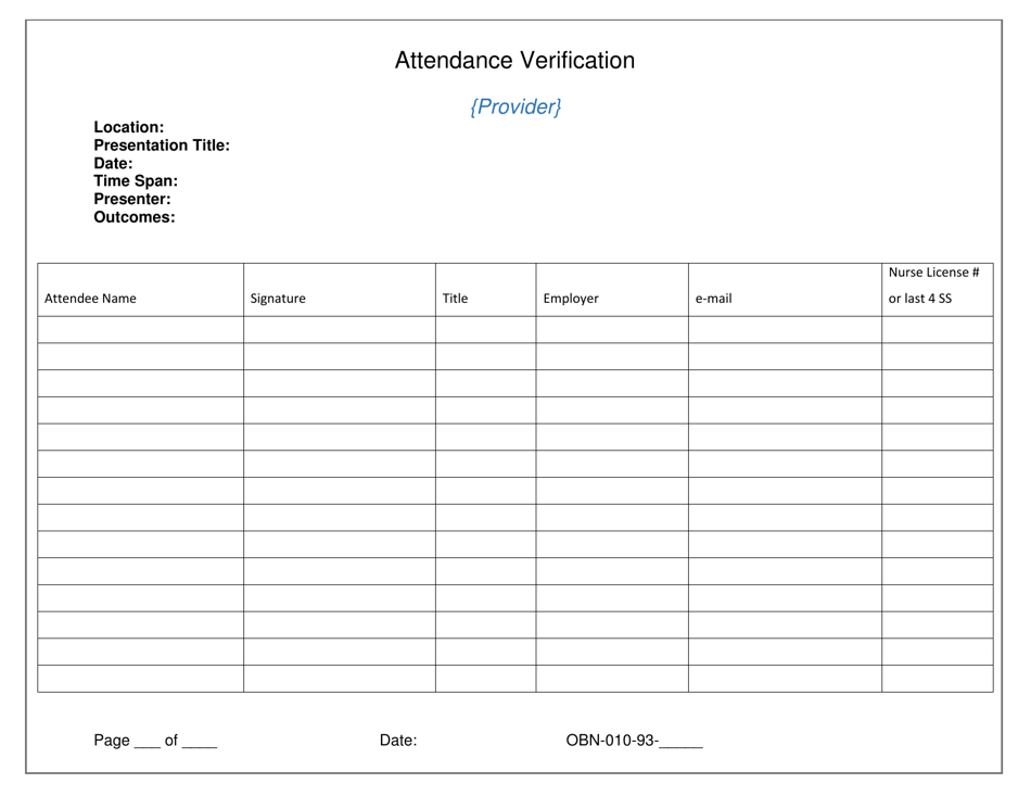 Ohio Attendance Verification - Fill Out, Sign Online and Download PDF ...