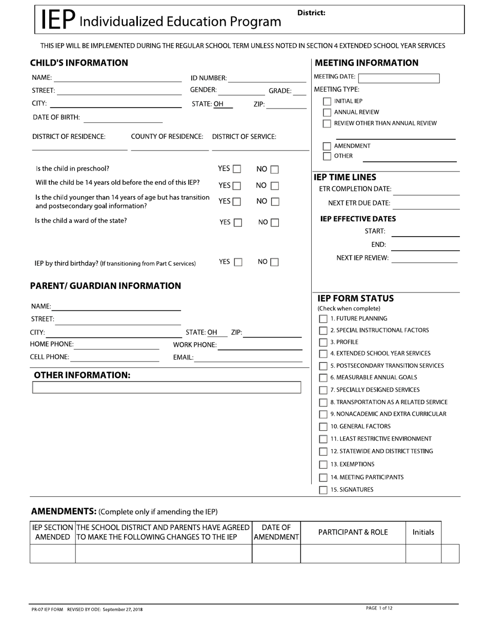 Form PR-07 - Fill Out, Sign Online and Download Fillable PDF, Ohio ...