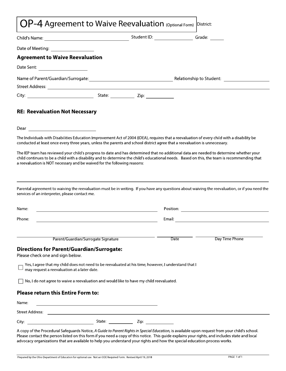 Form OP-4 - Fill Out, Sign Online and Download Fillable PDF, Ohio ...