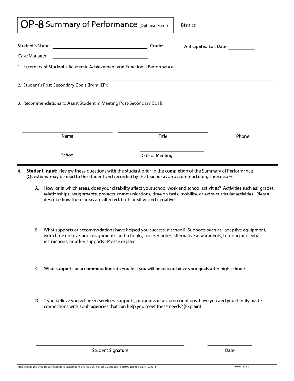 Form OP-8 - Fill Out, Sign Online and Download Fillable PDF, Ohio ...