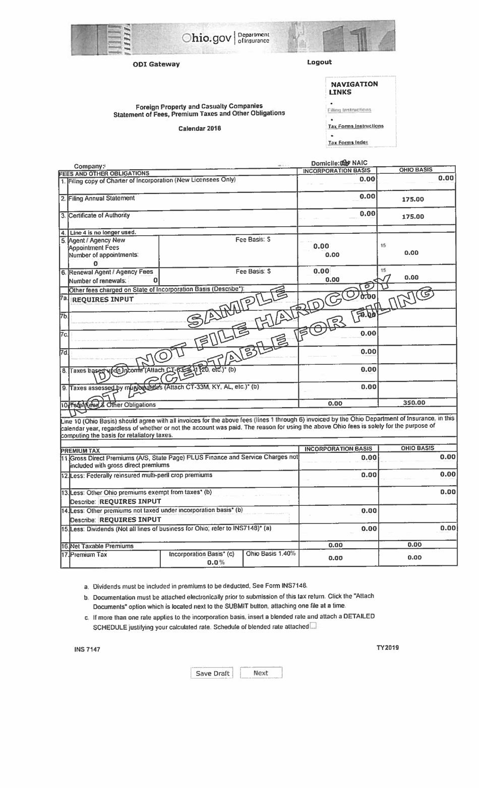 Sample Form INS7147 - 2019 - Fill Out, Sign Online and Download ...
