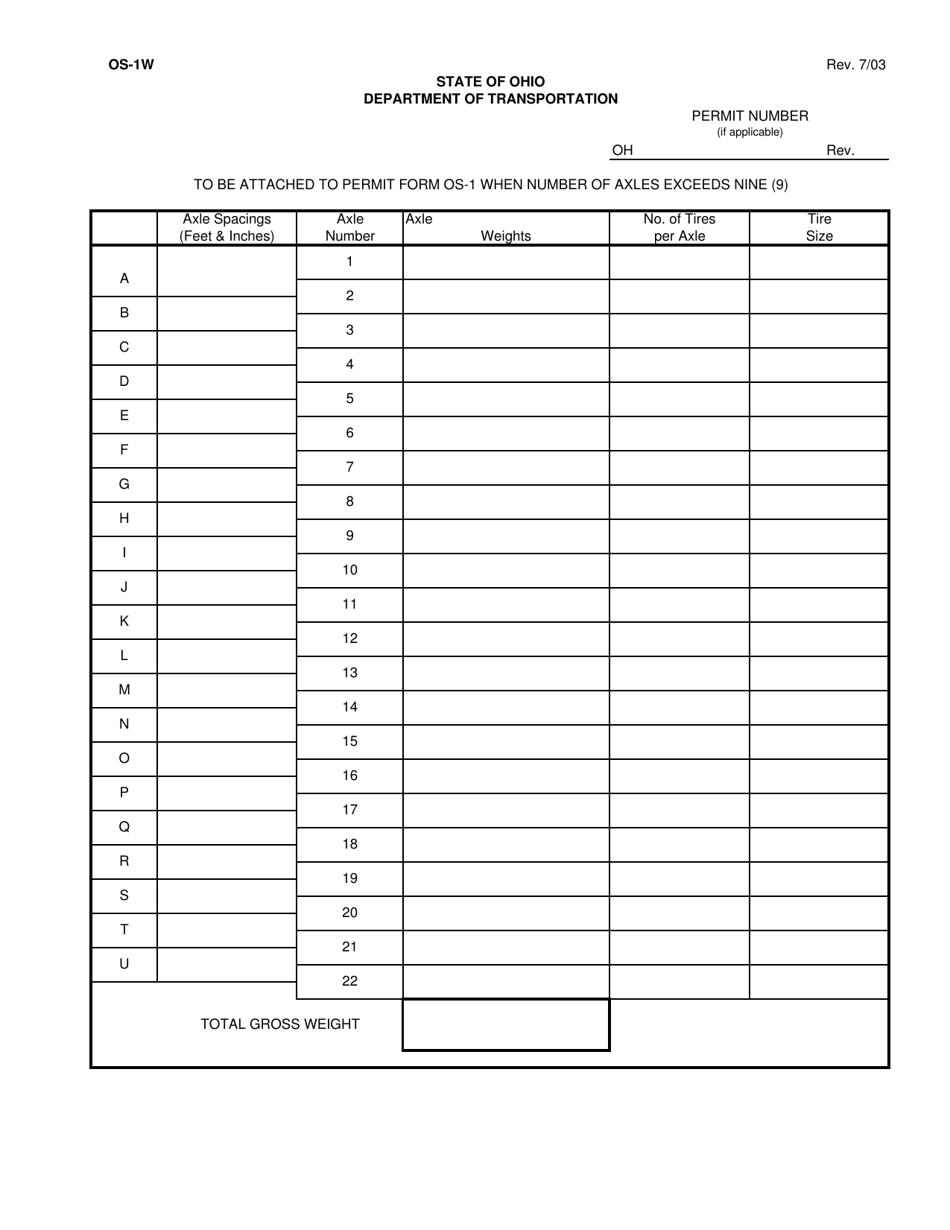 Form OS-1W Download Printable PDF or Fill Online Axle Weight Attachment ...