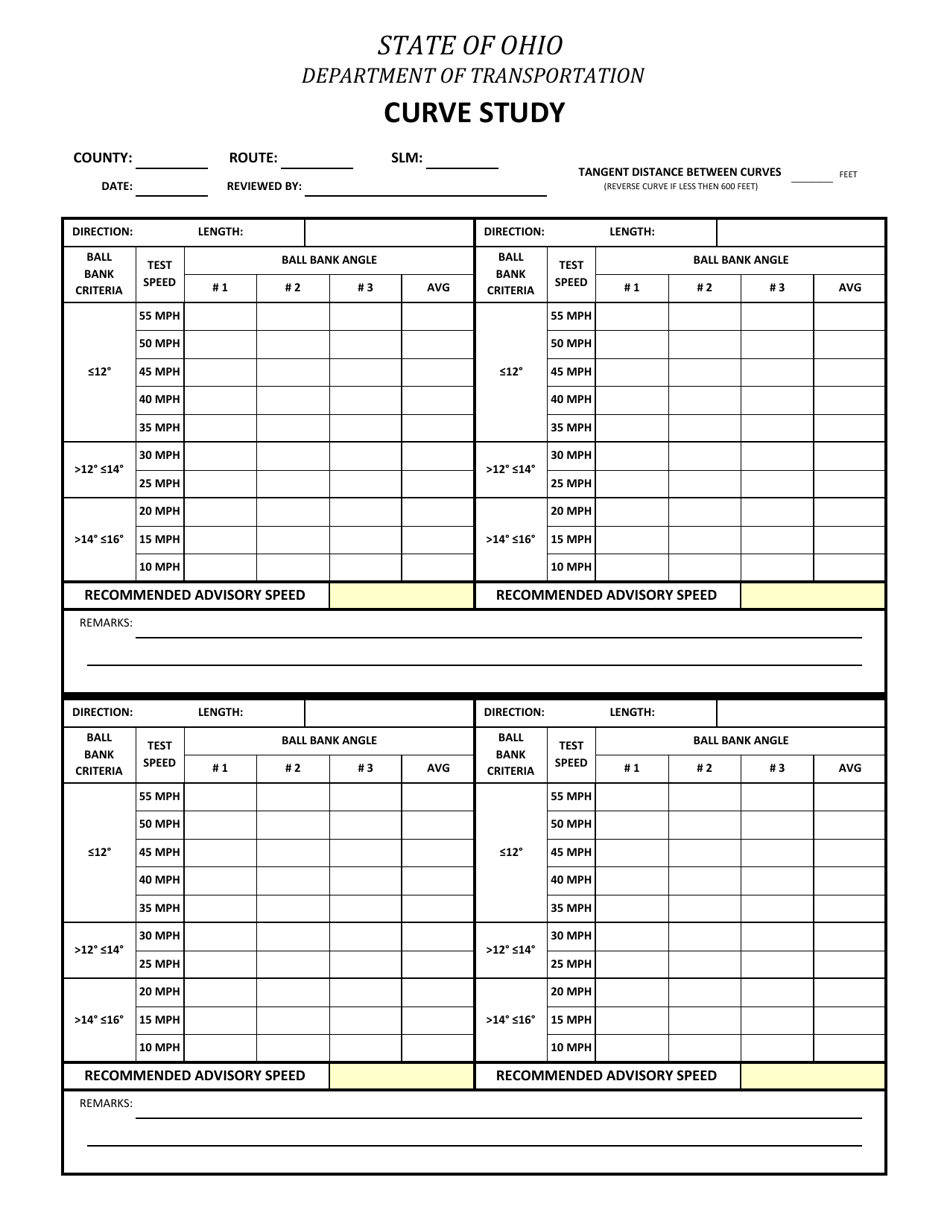 Ohio Curve Study Form - Fill Out, Sign Online and Download PDF ...