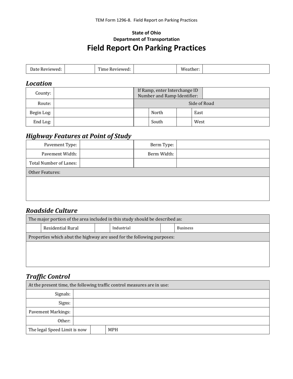 TEM Form 1296-8 - Fill Out, Sign Online and Download Printable PDF ...
