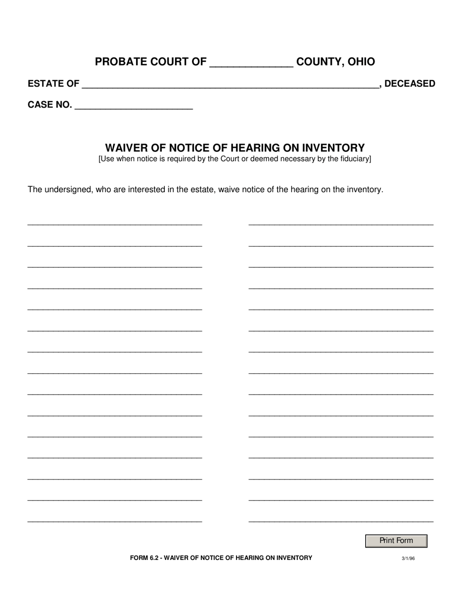 Form 6.2 - Fill Out, Sign Online and Download Fillable PDF, Ohio ...