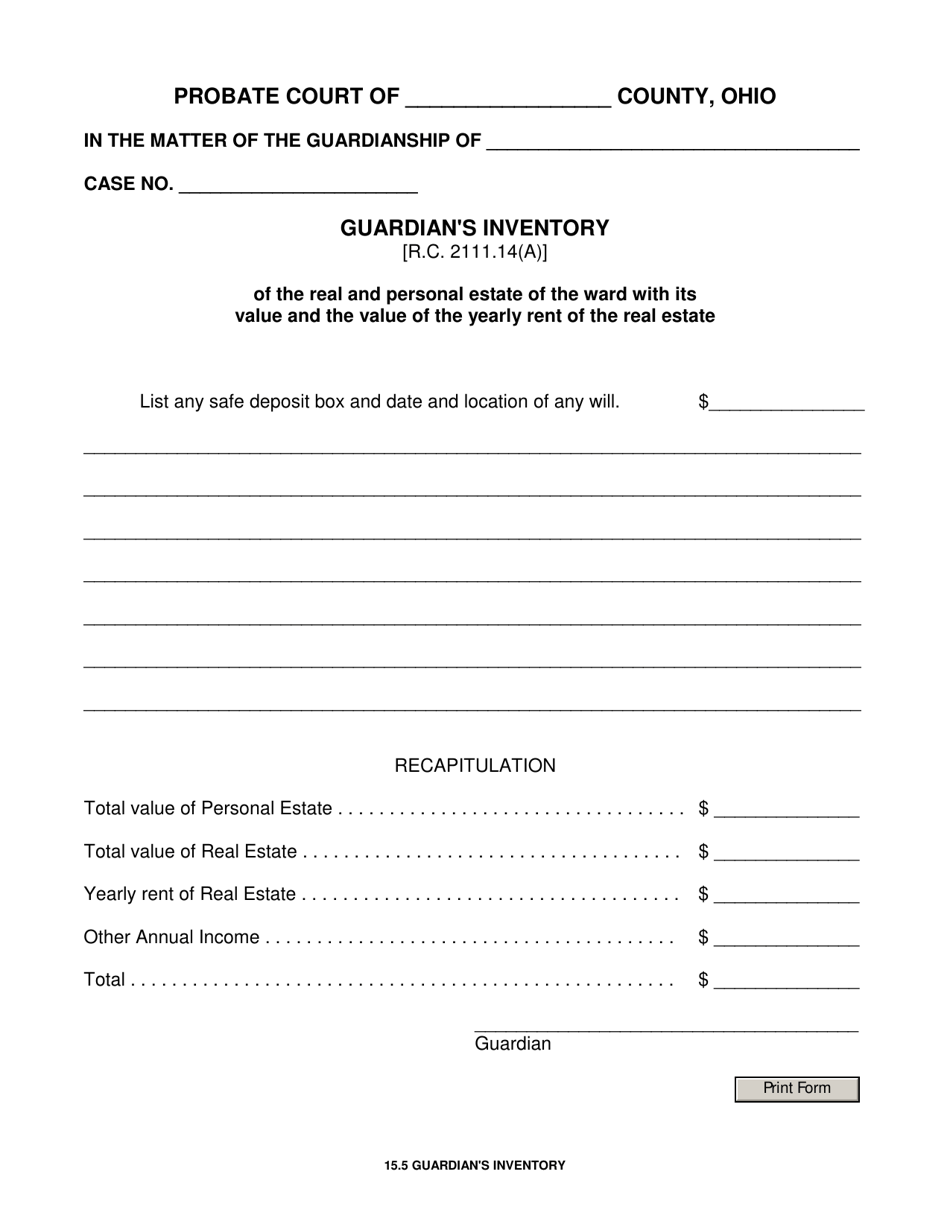 Form 15.5 - Fill Out, Sign Online and Download Fillable PDF, Ohio ...