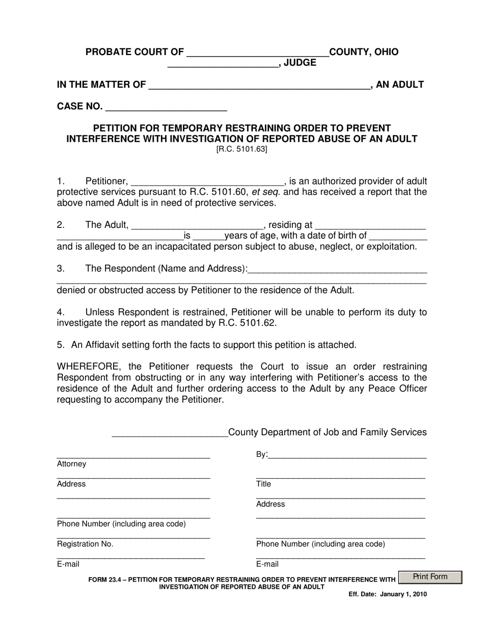 Form 23.4 - Fill Out, Sign Online and Download Fillable PDF, Ohio ...