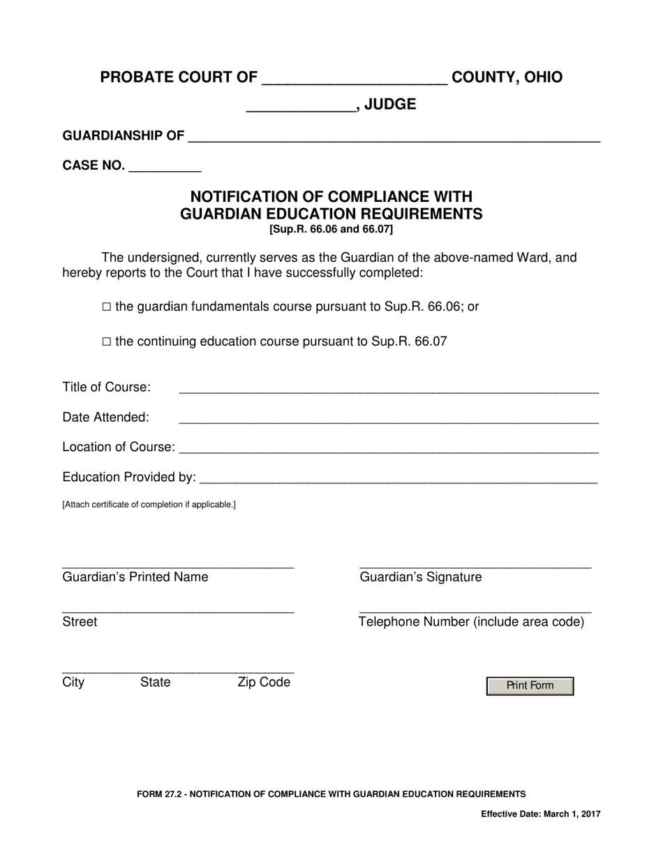Form 27.2 - Fill Out, Sign Online and Download Fillable PDF, Ohio ...