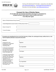 Form 590 Download Fillable PDF or Fill Online Consent for Use of Similar Name Ohio | Templateroller