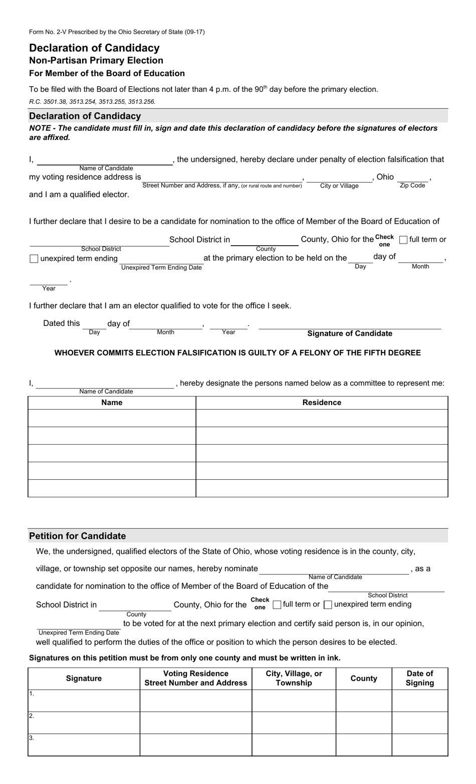 Form 2-V - Fill Out, Sign Online and Download Fillable PDF, Ohio ...