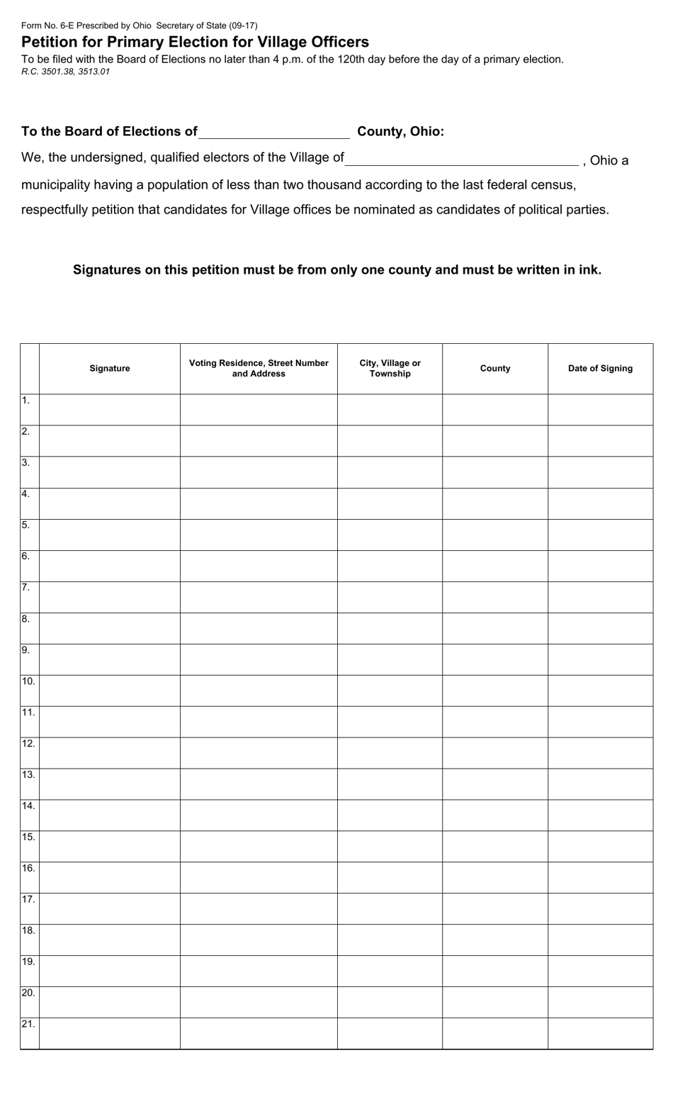 Form 6-E - Fill Out, Sign Online and Download Fillable PDF, Ohio ...