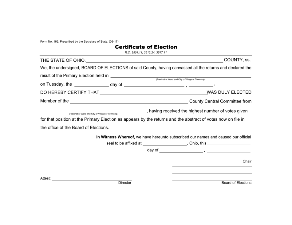 Form 166 - Fill Out, Sign Online and Download Fillable PDF, Ohio ...