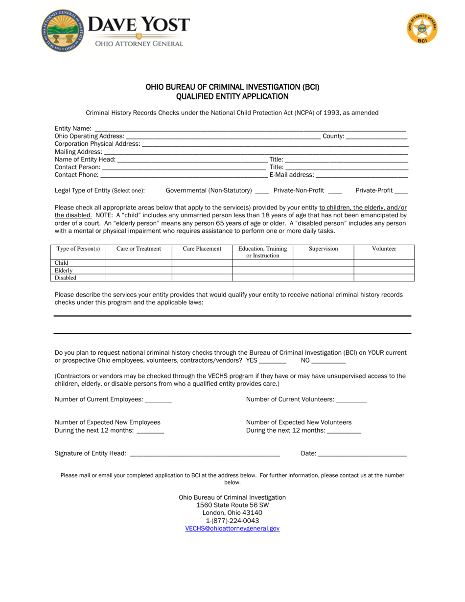 Ohio Bureau of Criminal Investigation (Bci) Qualified Entity ... Ohio Bureau of Criminal Investigation (Bci) Qualified Entity ...