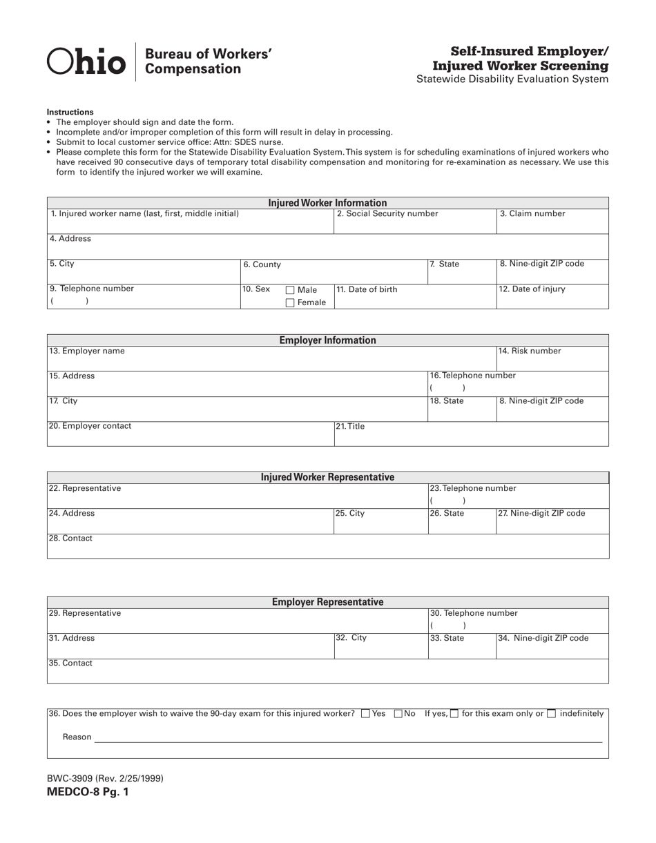 Form MEDCO-8 (BWC-3909) - Fill Out, Sign Online and Download Printable ...