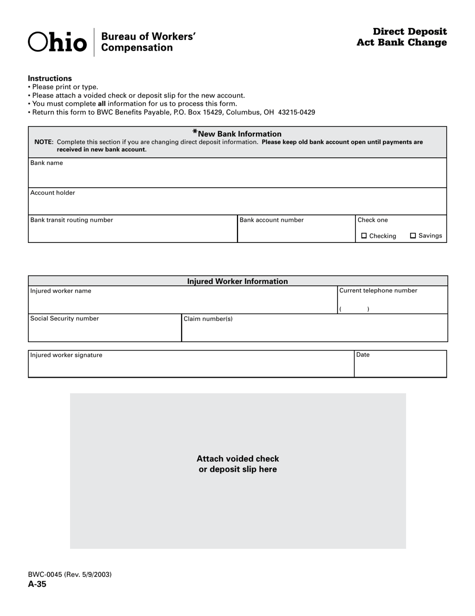 Form A-35 (BWC-0045) - Fill Out, Sign Online and Download Printable PDF ...