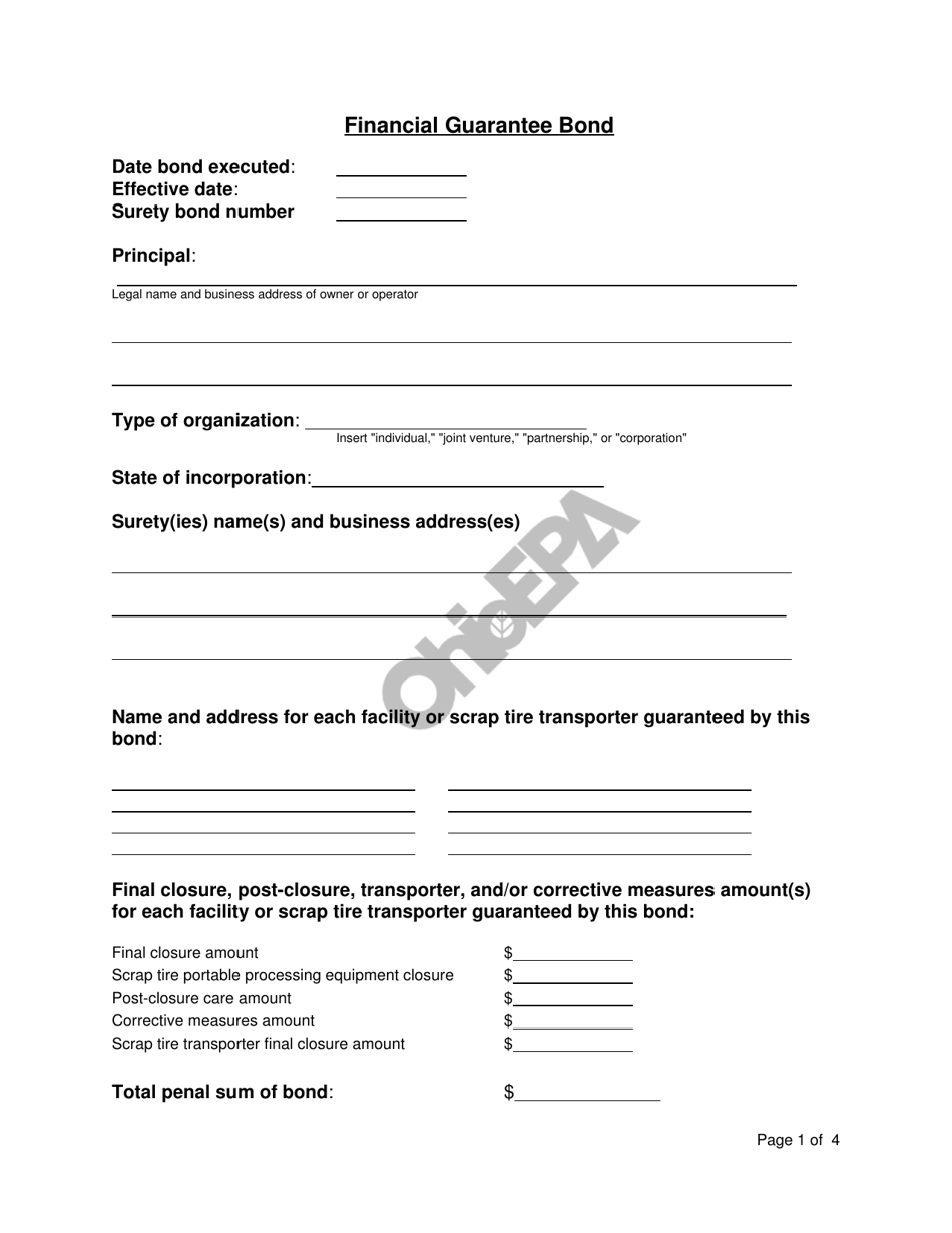 Ohio Financial Guarantee Bond - Fill Out, Sign Online and Download PDF ...