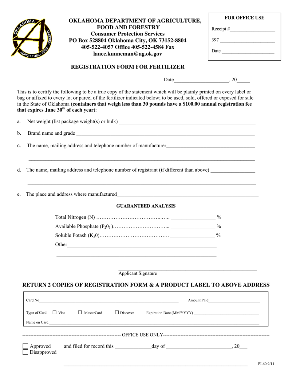 Form PI-60 - Fill Out, Sign Online and Download Printable PDF, Oklahoma ...