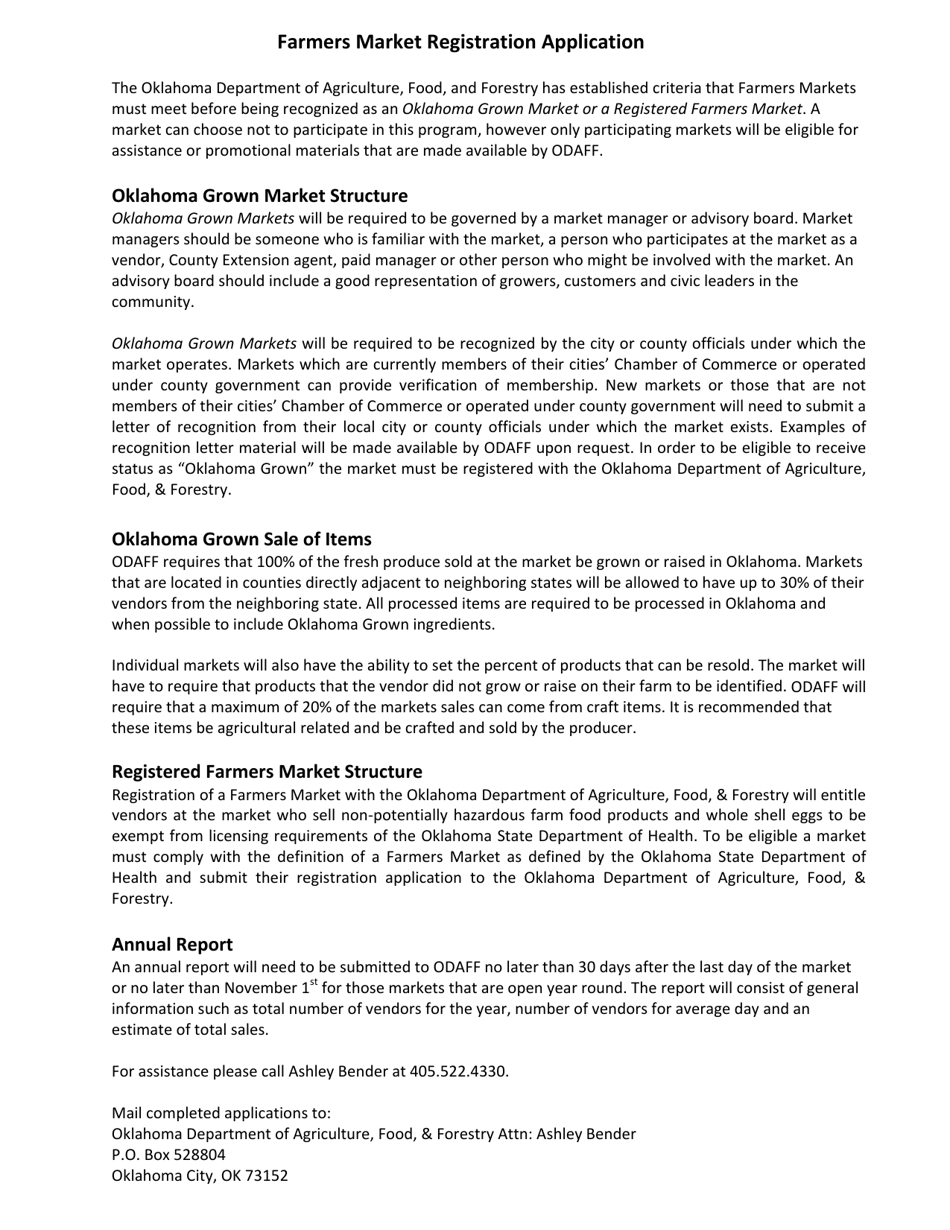 Oklahoma Farmers Market Registration Application - Fill Out, Sign ...