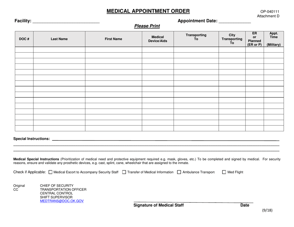 DOC Form OP-040111 Attachment D - Fill Out, Sign Online and Download ...