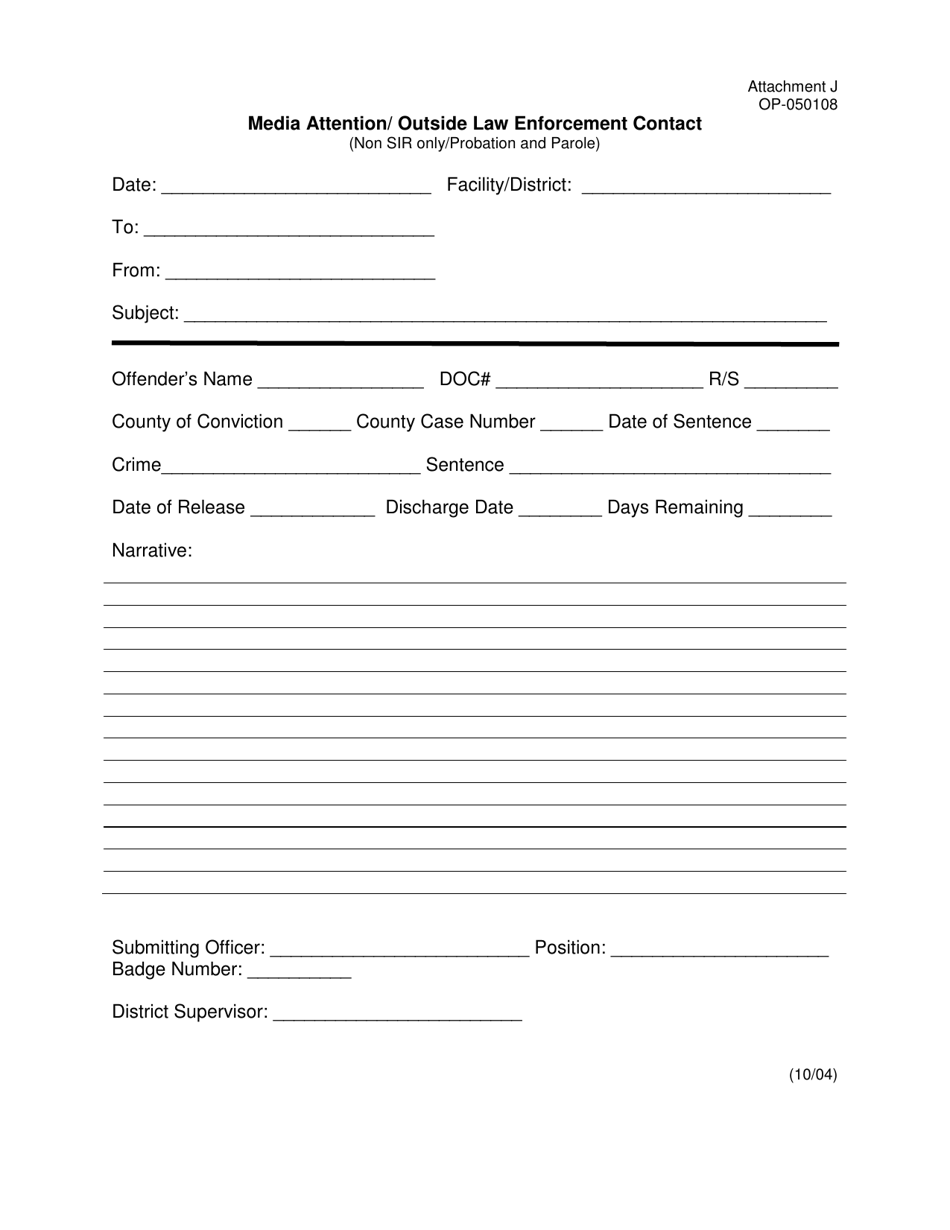DOC Form OP-050108 Attachment J - Fill Out, Sign Online and Download ...