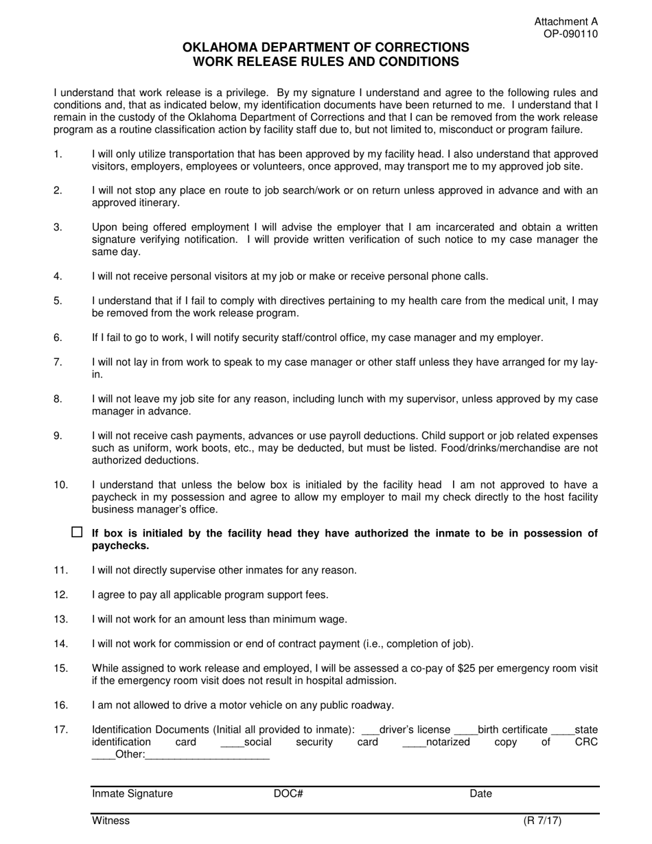DOC Form OP-090110 Attachment A - Fill Out, Sign Online and Download Printable PDF, Oklahoma ...