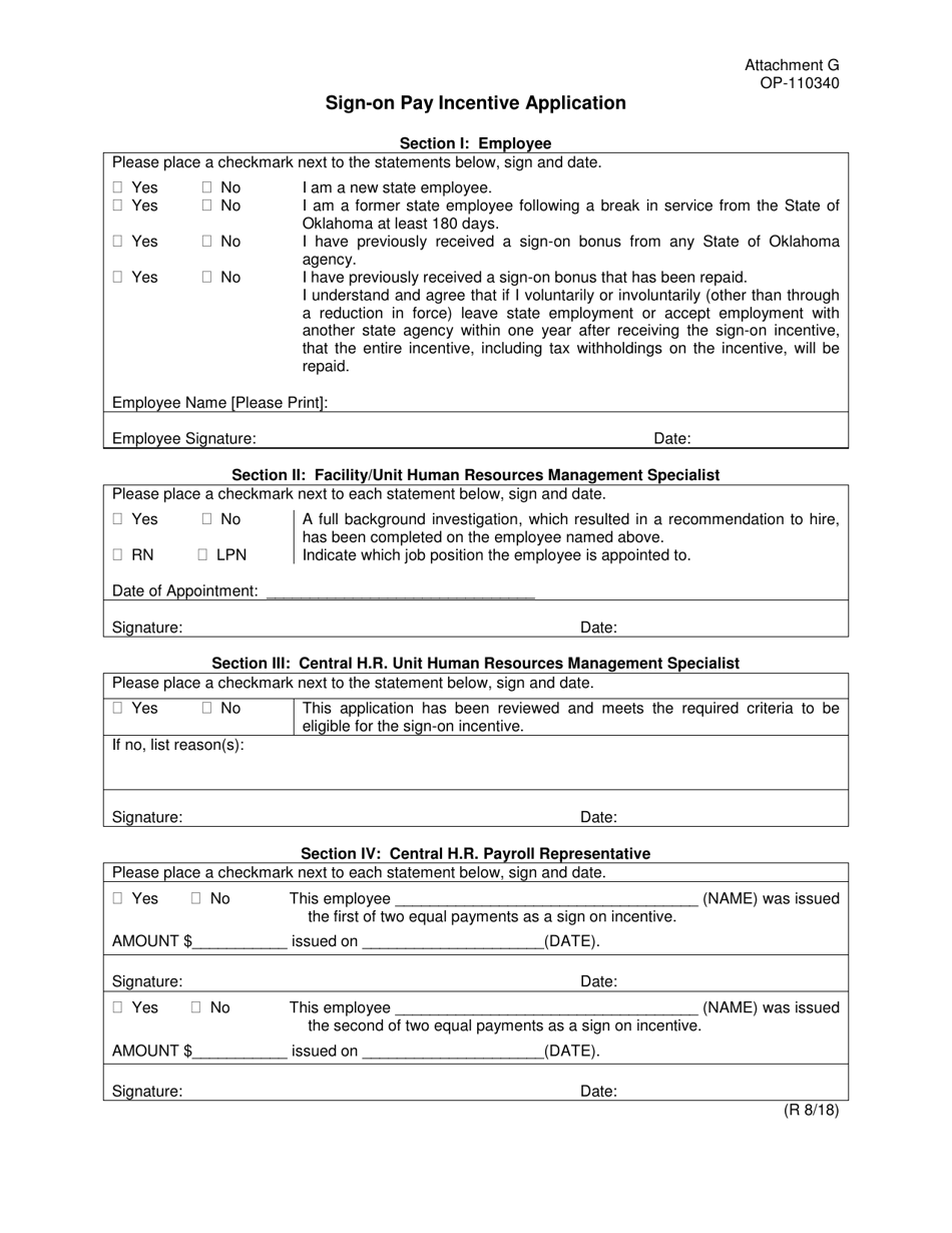 DOC Form OP-110340 Attachment G - Fill Out, Sign Online and Download Printable PDF, Oklahoma ...