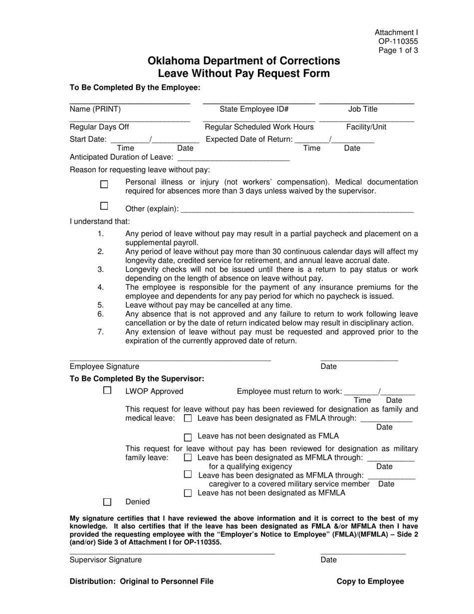DOC Form OP 110355 Attachment I Download Printable PDF Or Fill Online Leave Without Pay Request doc-form-op-110355-attachment-i-download-printable-pdf-or-fill-online-leave-without-pay-request