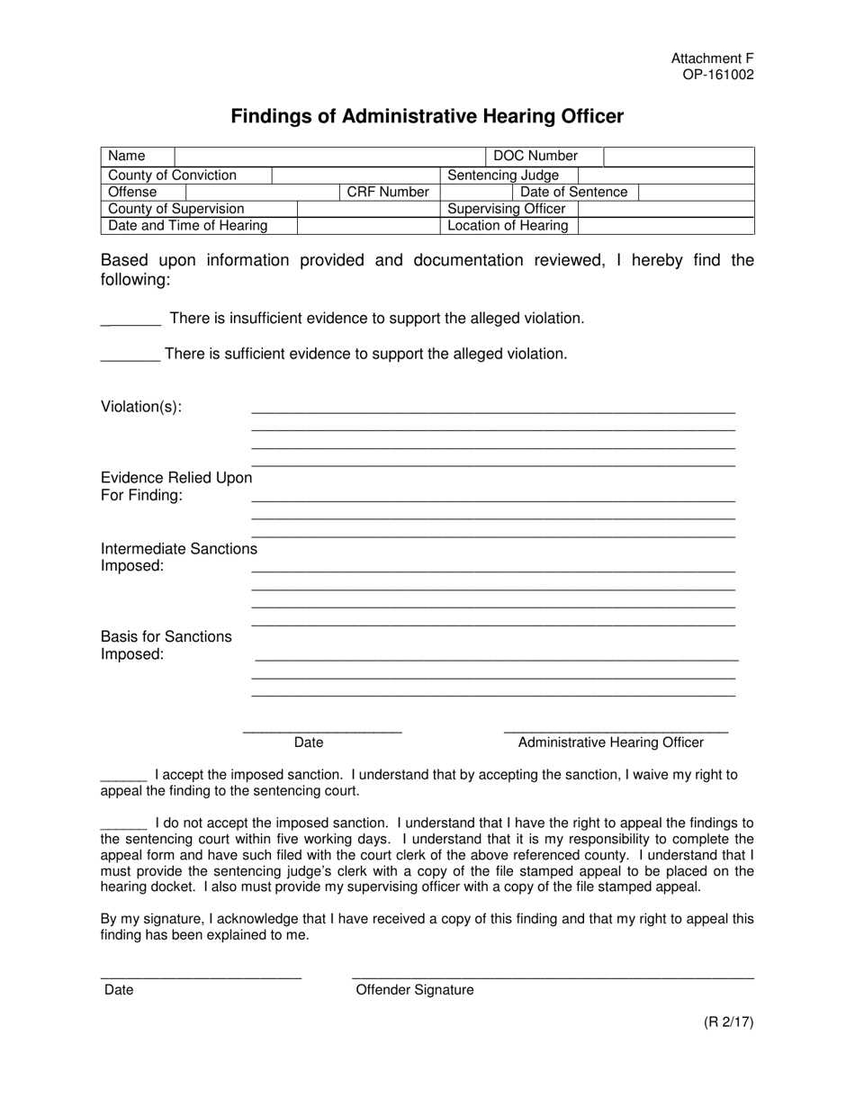 DOC Form OP-161002 Attachment F - Fill Out, Sign Online and Download ...
