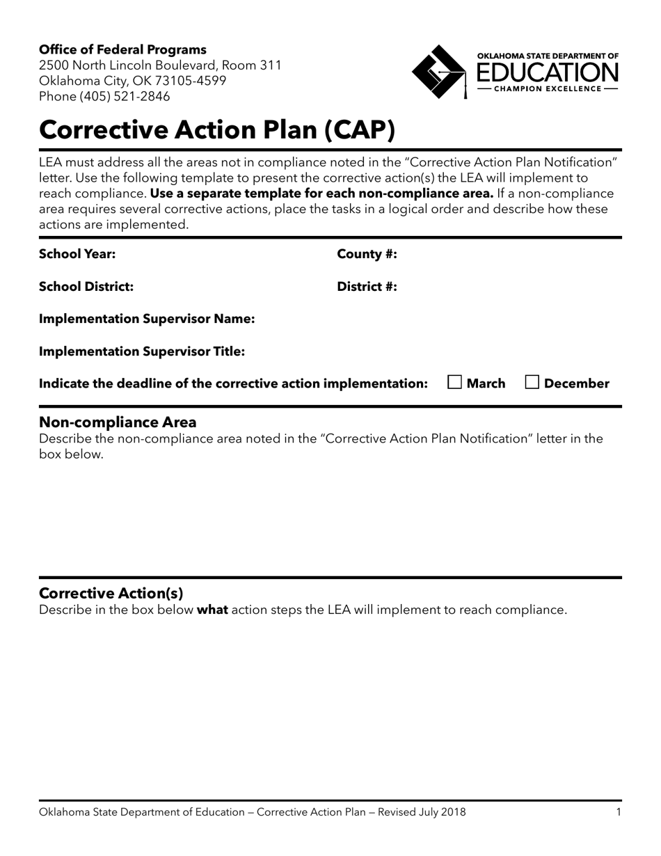 Oklahoma Corrective Action Plan (CAP) - Fill Out, Sign Online and ...