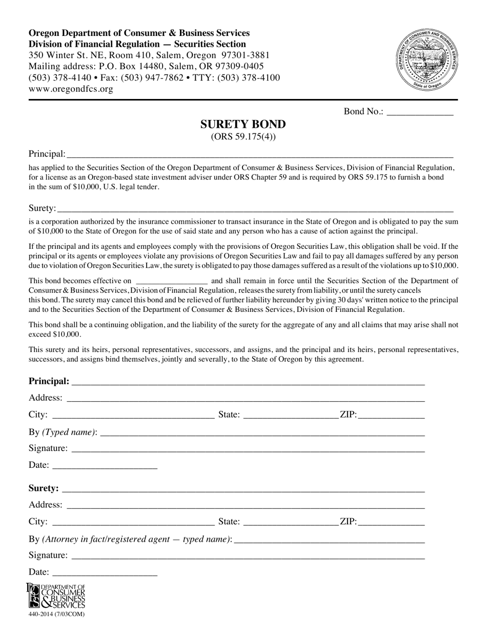 Form 440-2014 - Fill Out, Sign Online and Download Printable PDF, Oregon | Templateroller