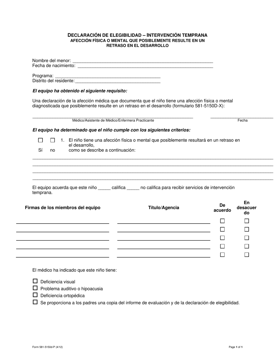 Formulario 581-5150D-P - Fill Out, Sign Online and Download Printable ...