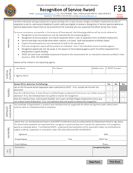 Form F31 - Fill Out, Sign Online and Download Fillable PDF, Oregon ...
