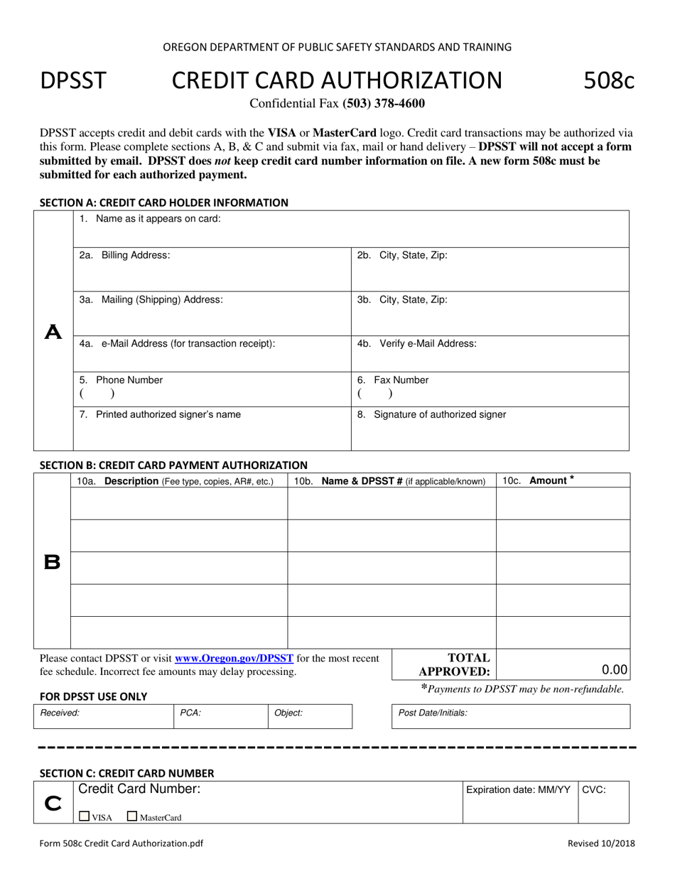 Form 508C - Fill Out, Sign Online and Download Fillable PDF, Oregon ...