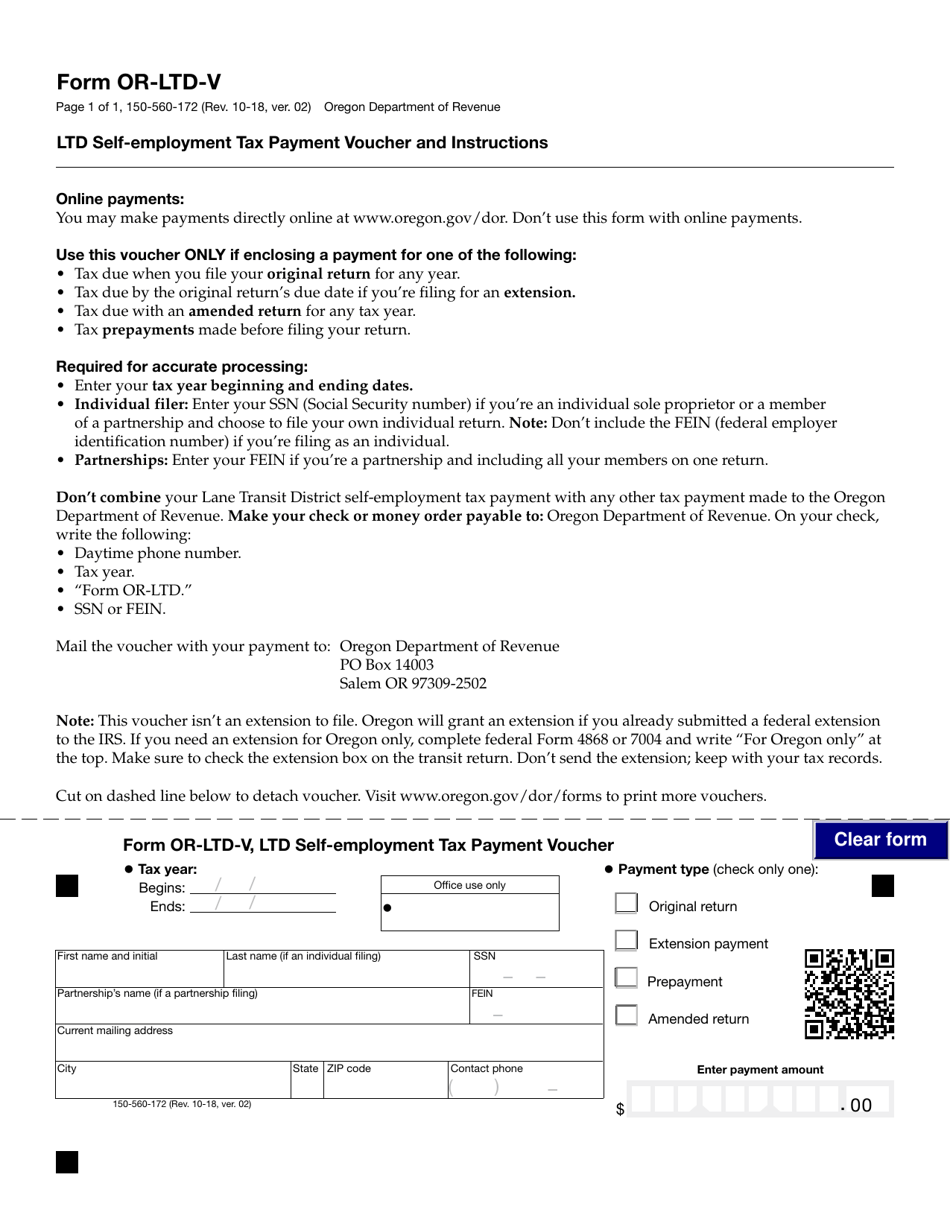 Form OR-LTD-V (150-560-172) - Fill Out, Sign Online and Download ...